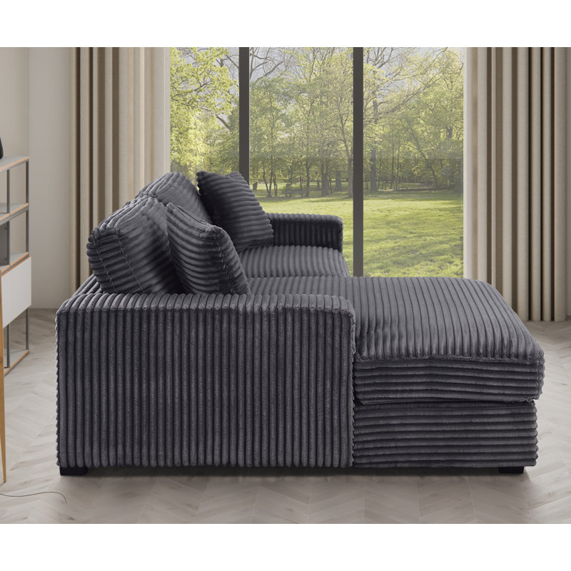 Ebern Designs Anquantae 2-Piece Oversized Sectional Chaise Ebern Designs Anquantae 2-Piece Oversized Sectional Chaise